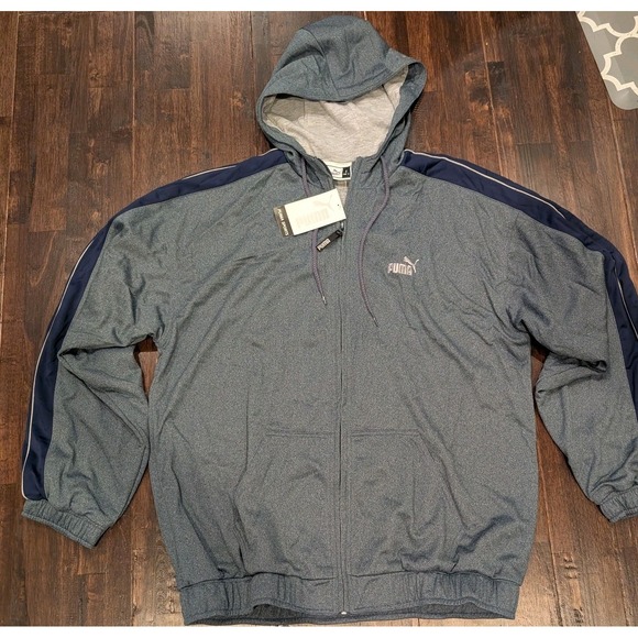 Puma | Jackets & Coats | Retro Puma Track Jacket Mens Large Gray Hooded ...